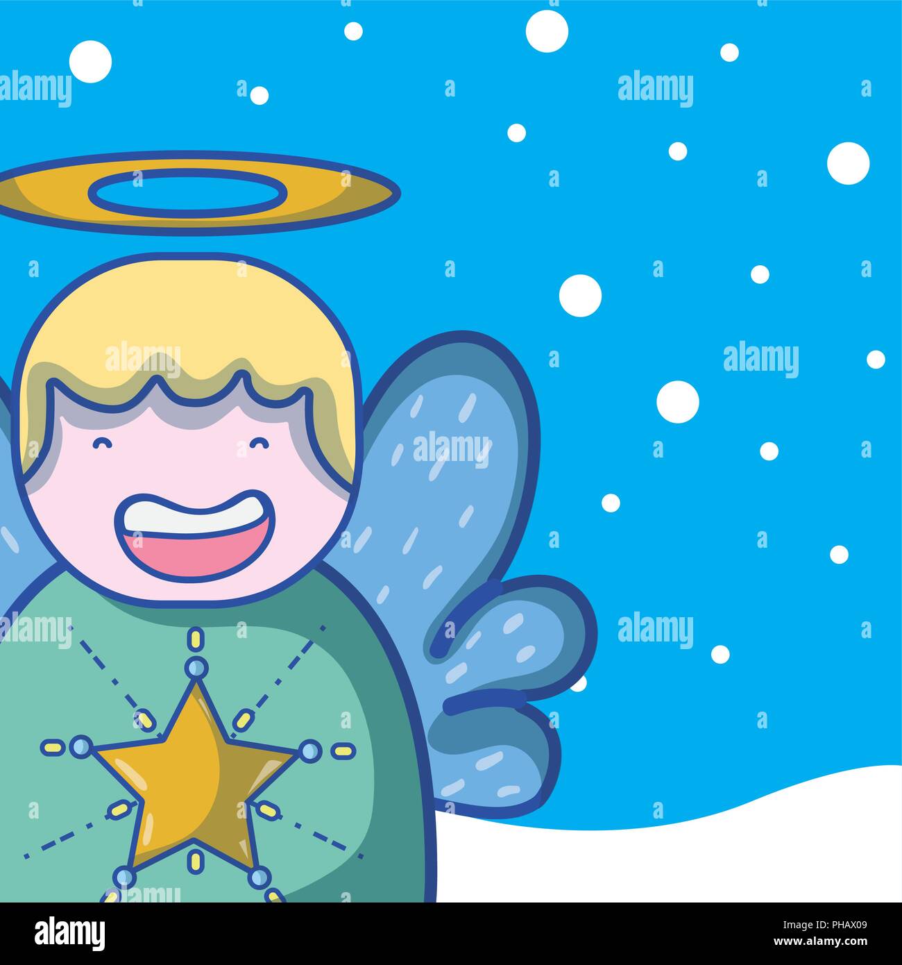 Christmas cute angel cartoon in snow cartoons vector illustration ...