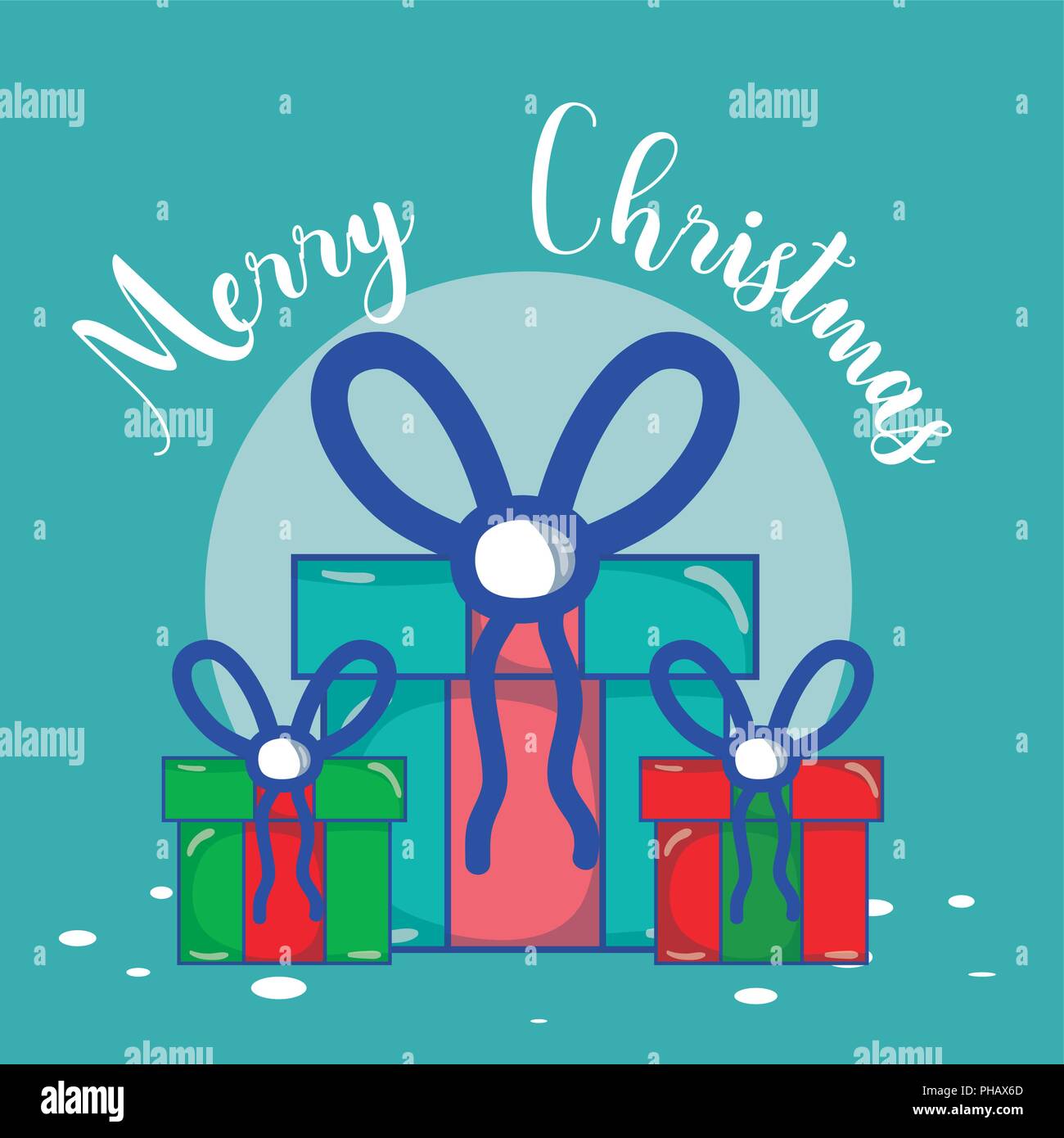 Merry christmas card with gift boxes cartoons vector illustration ...