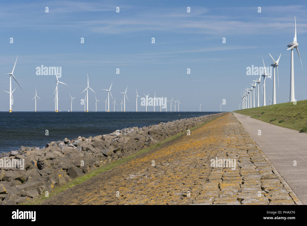 Wind farm in the water and on land Stock Photo - Alamy