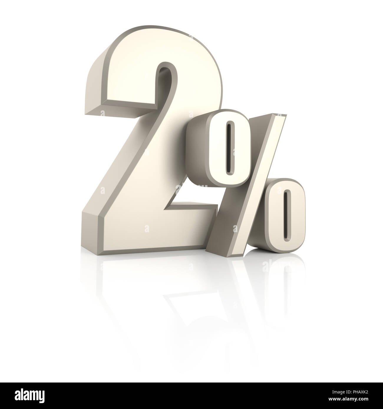 2 Percent isolated on White Background. 3d Render Stock Photo - Alamy