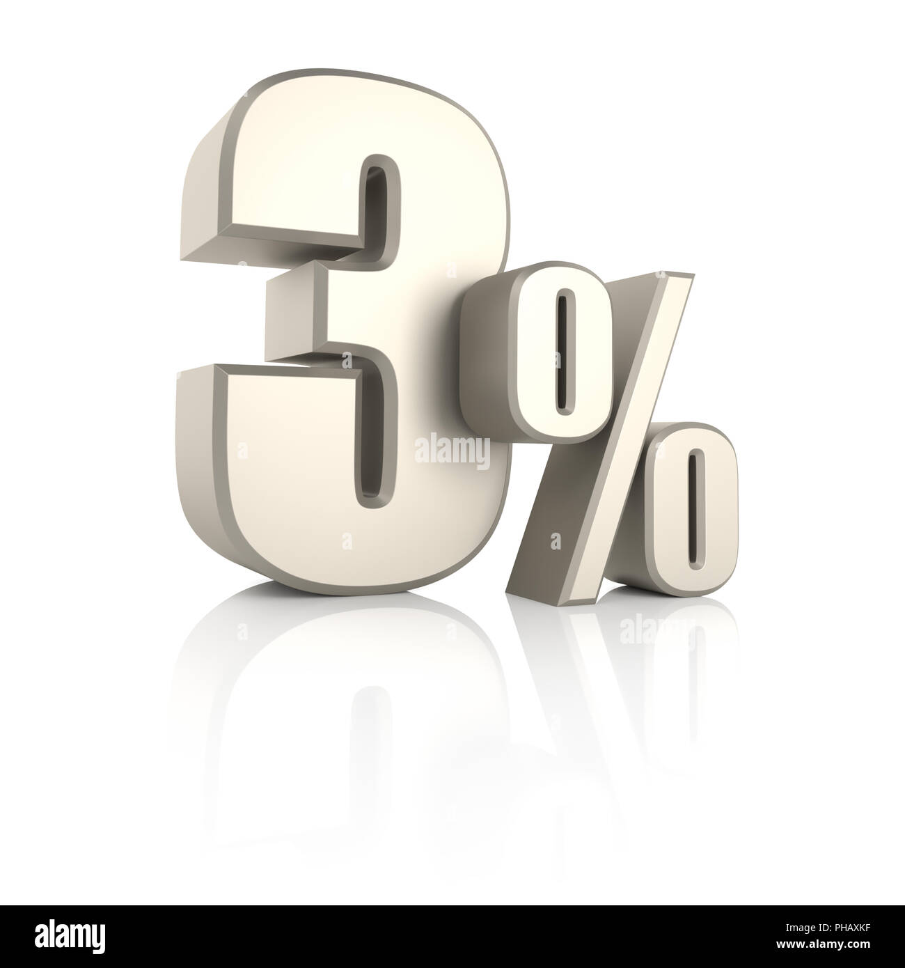 3 Percent isolated on White Background. 3d Render Stock Photo - Alamy