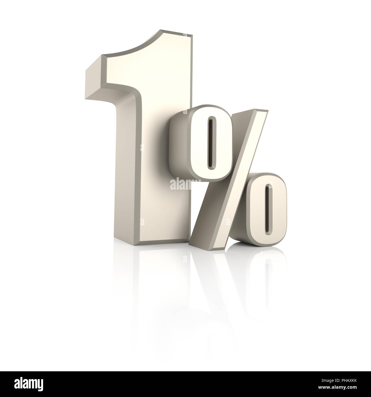 1 Percent isolated on White Background. 3d Render Stock Photo - Alamy