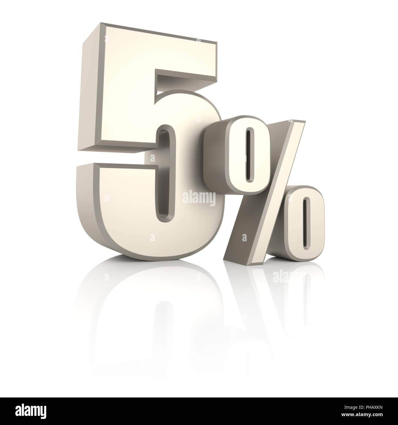5 Percent isolated on White Background. 3d Render Stock Photo - Alamy
