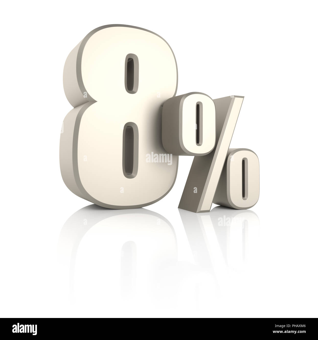 8 Percent isolated on White Background. 3d Render Stock Photo - Alamy