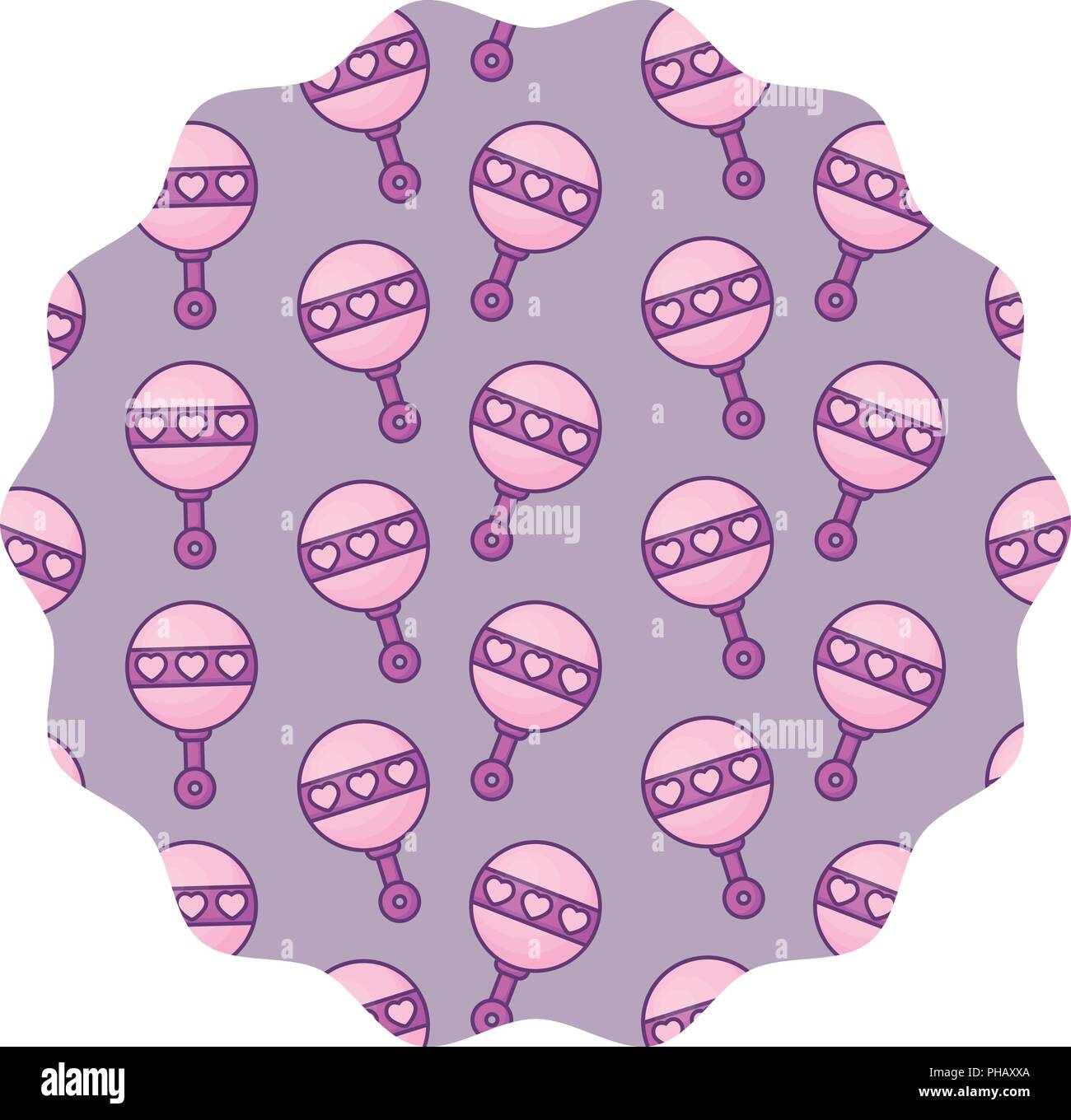 circular frame with rattle toy pattern over white background, vector ...