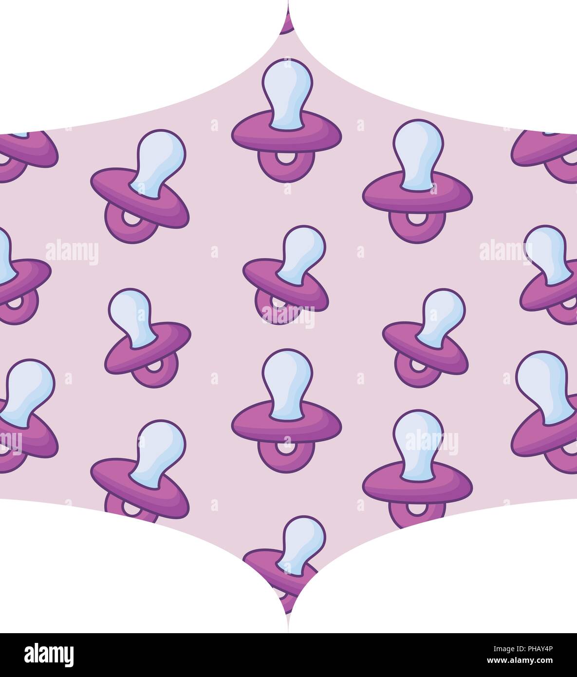 decorative frame with baby pacifier pattern over white background ...