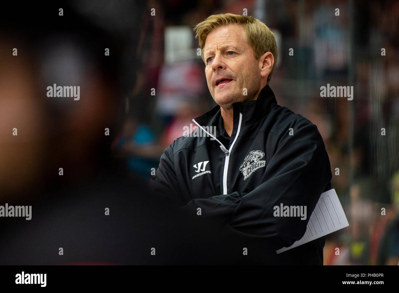 Kevin Gaudet, coach of Nuremberg is seen during the Ice-Hockey ...