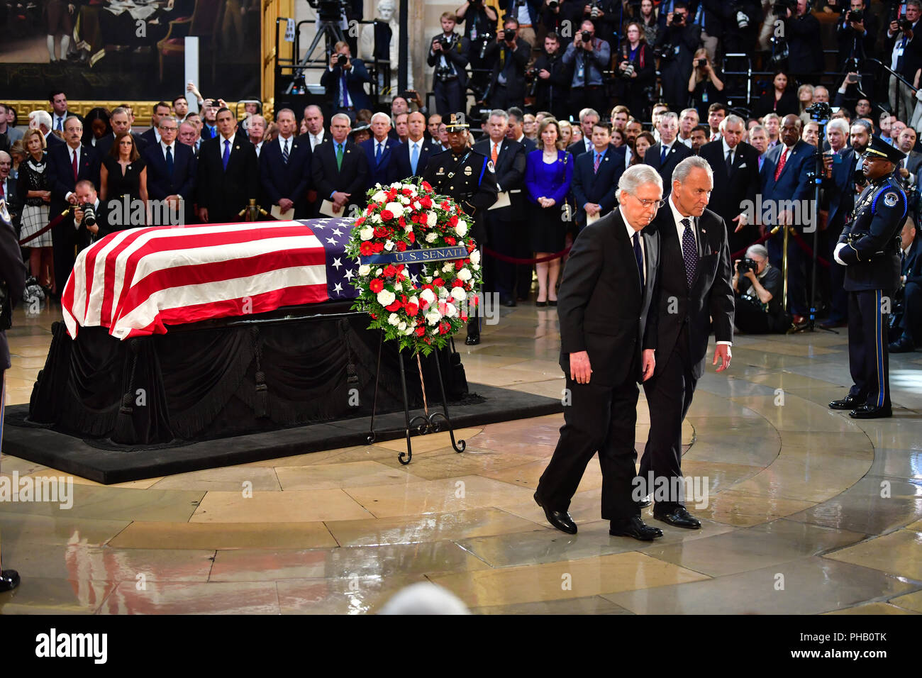 United States Senators Chuck Schumer and Mitch Mcconnell walk after ...