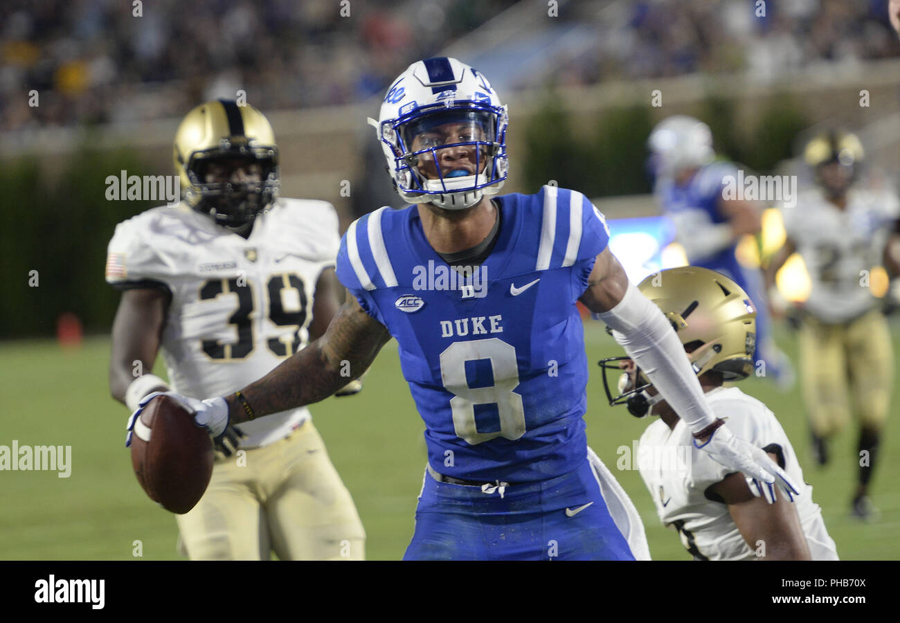 Durham, North Carolina, USA. 31st Aug, 2018. AARON YOUNG (8) of Duke ...