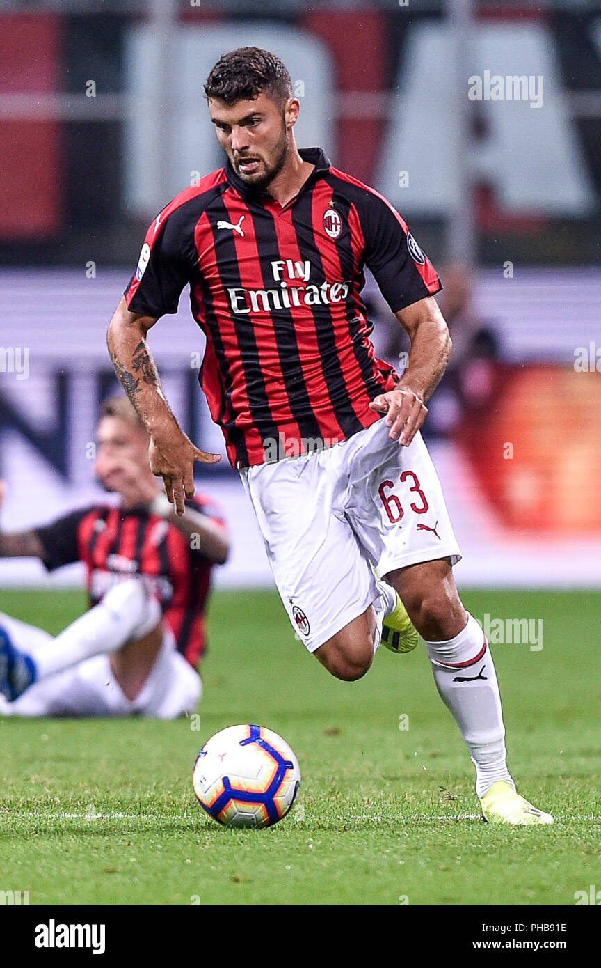 Milan, Italy. 31st August 2018. Patrick Cutrone of AC Milan during the ...