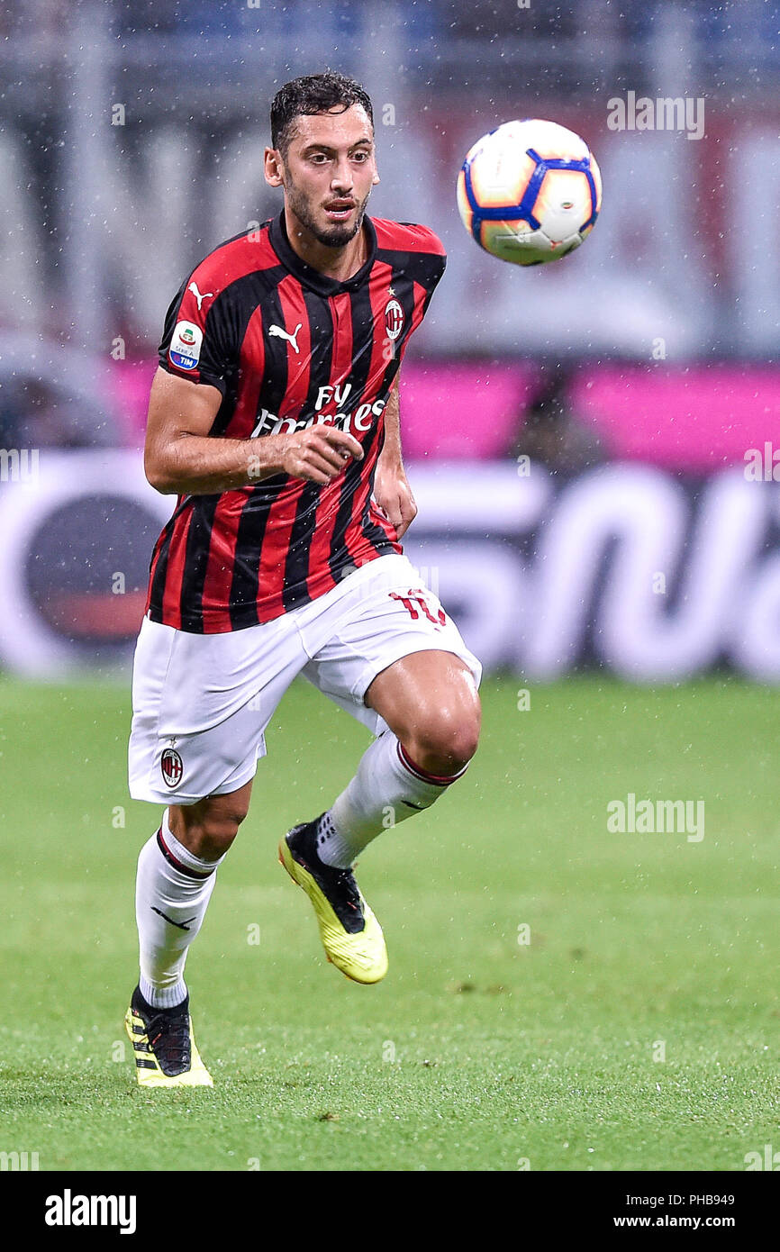 Hakan Calhanoglu of AC Milan during the Serie A match between AC Milan ...