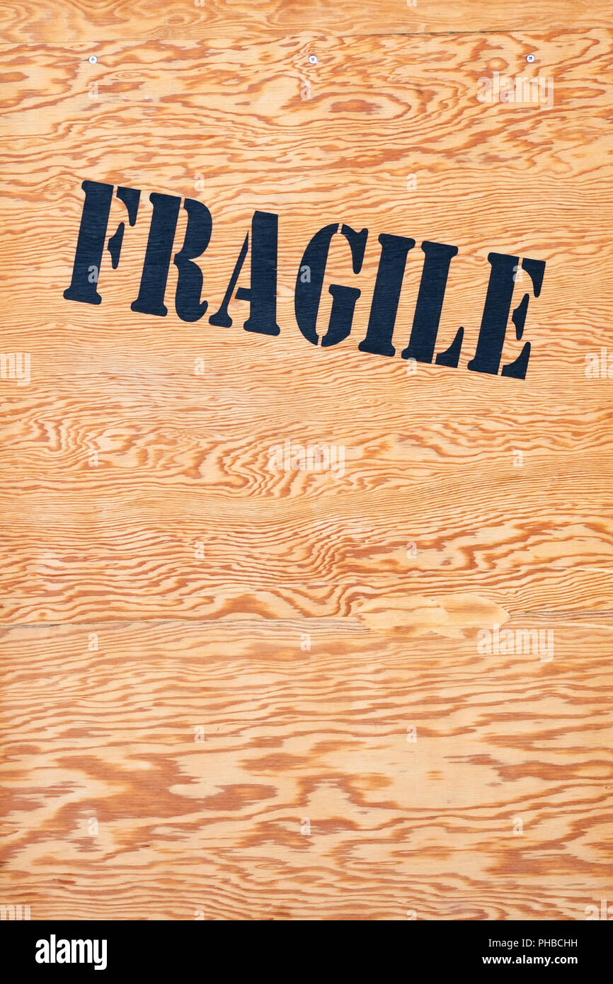 A wooden crate marked with the word "fragile Stock Photo - Alamy