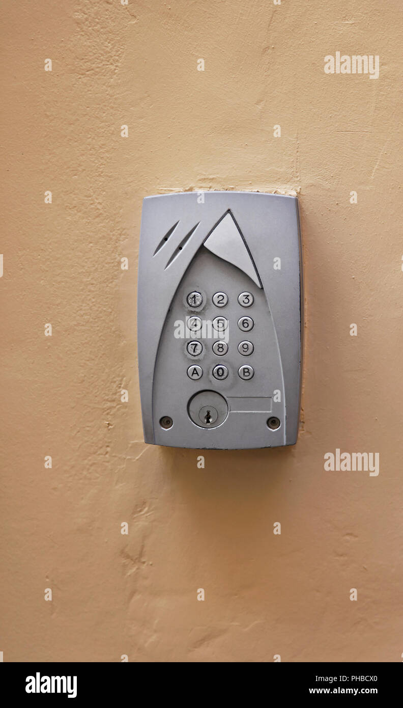 Intercom system with keypad and security lock Stock Photo - Alamy