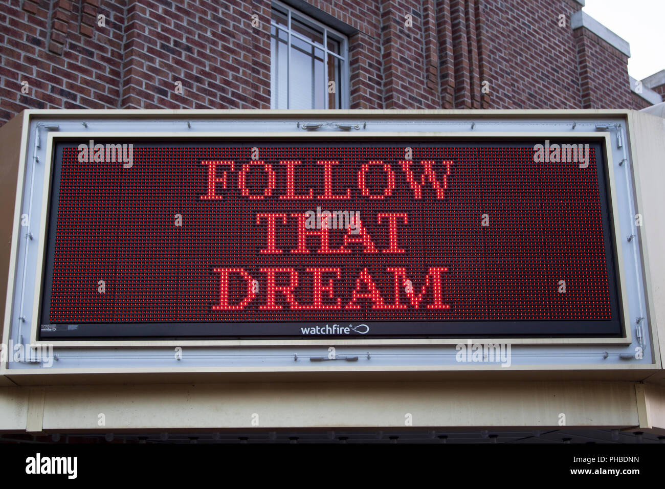 Follow That Dream marquee sign Stock Photo - Alamy