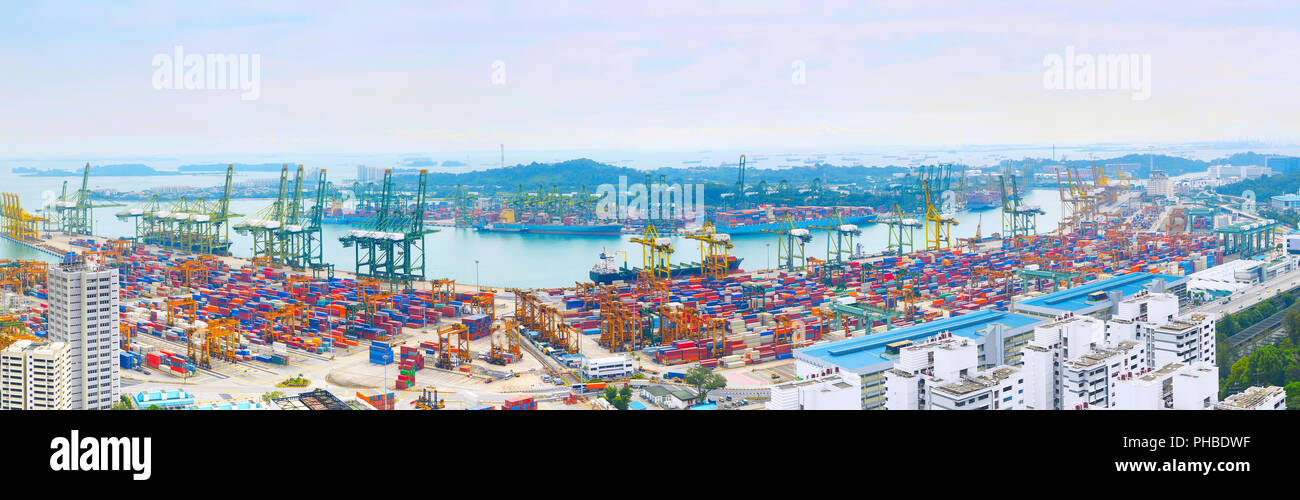 Singapore port overlooking Stock Photo - Alamy