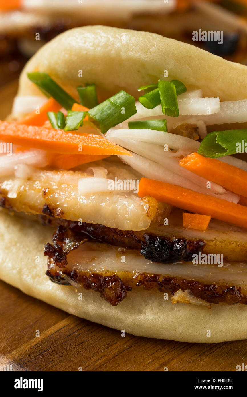 Homemade Steamed Pork Belly Bao Buns with Veggies Stock Photo - Alamy