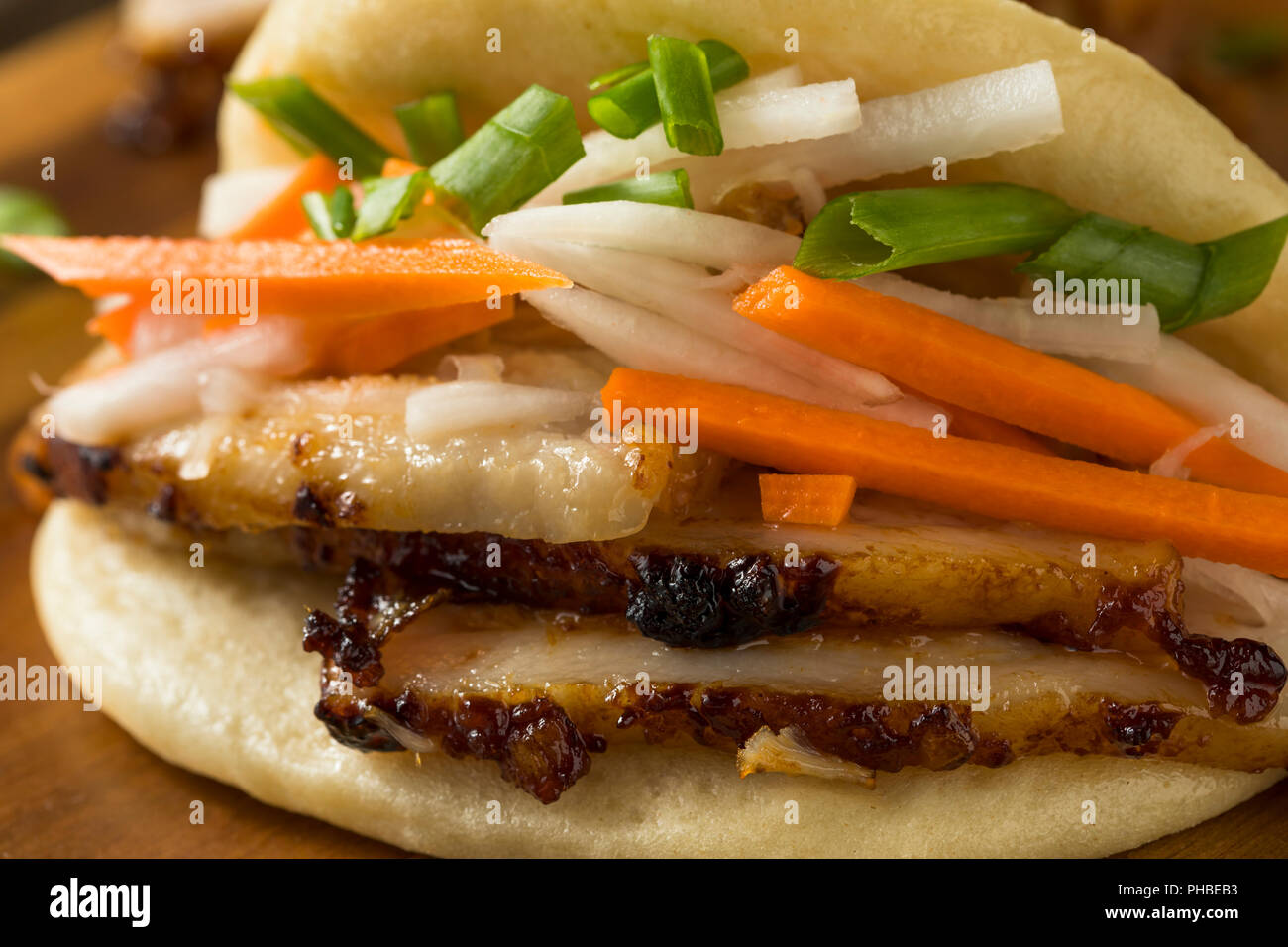 Homemade Steamed Pork Belly Bao Buns with Veggies Stock Photo - Alamy