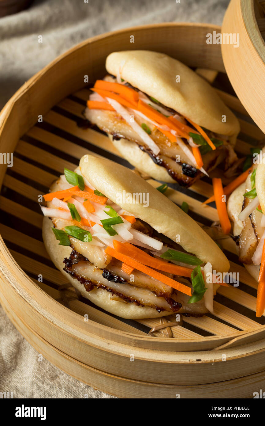 Homemade Steamed Pork Belly Bao Buns with Veggies Stock Photo - Alamy