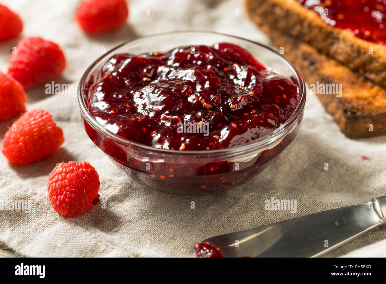 Healthy Homemade Raspberry Jam Preserve Ready to Eat Stock Photo - Alamy