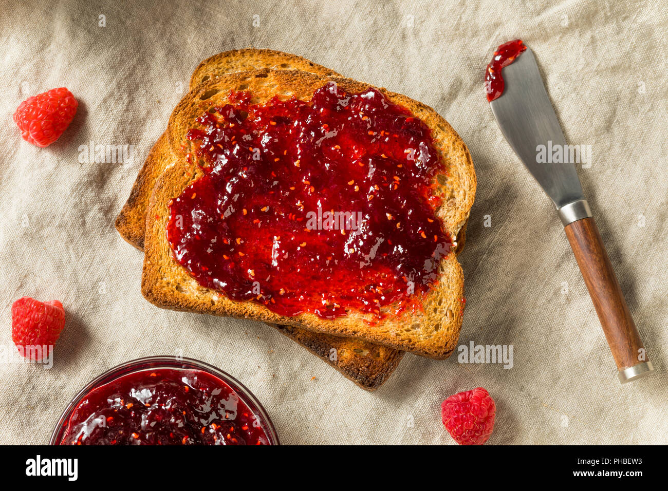 Healthy Homemade Raspberry Jam Preserve Ready to Eat Stock Photo - Alamy