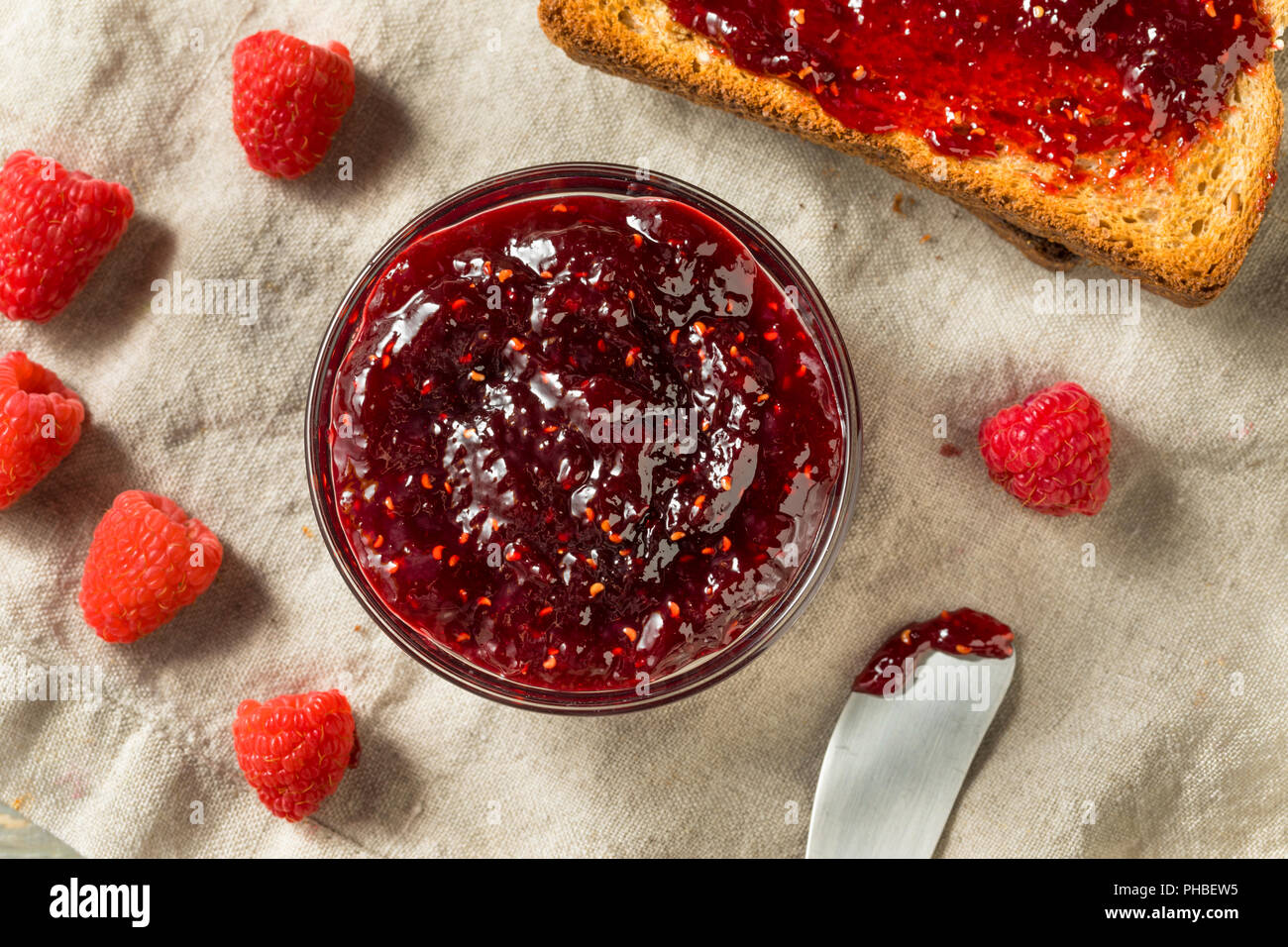 Healthy Homemade Raspberry Jam Preserve Ready to Eat Stock Photo - Alamy