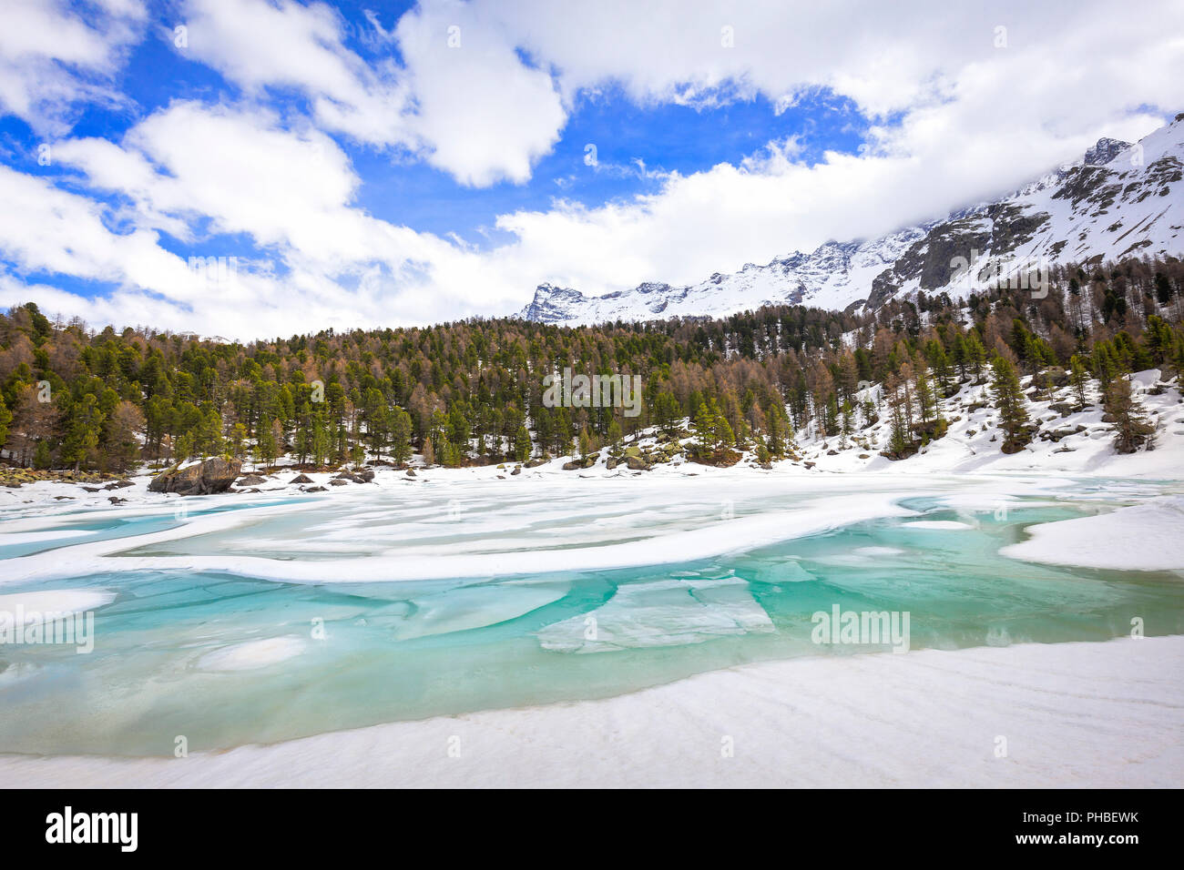 Lake of Saoseo in thaw, Saoseo Lake, Val di Campo, Val Poschiavo ...
