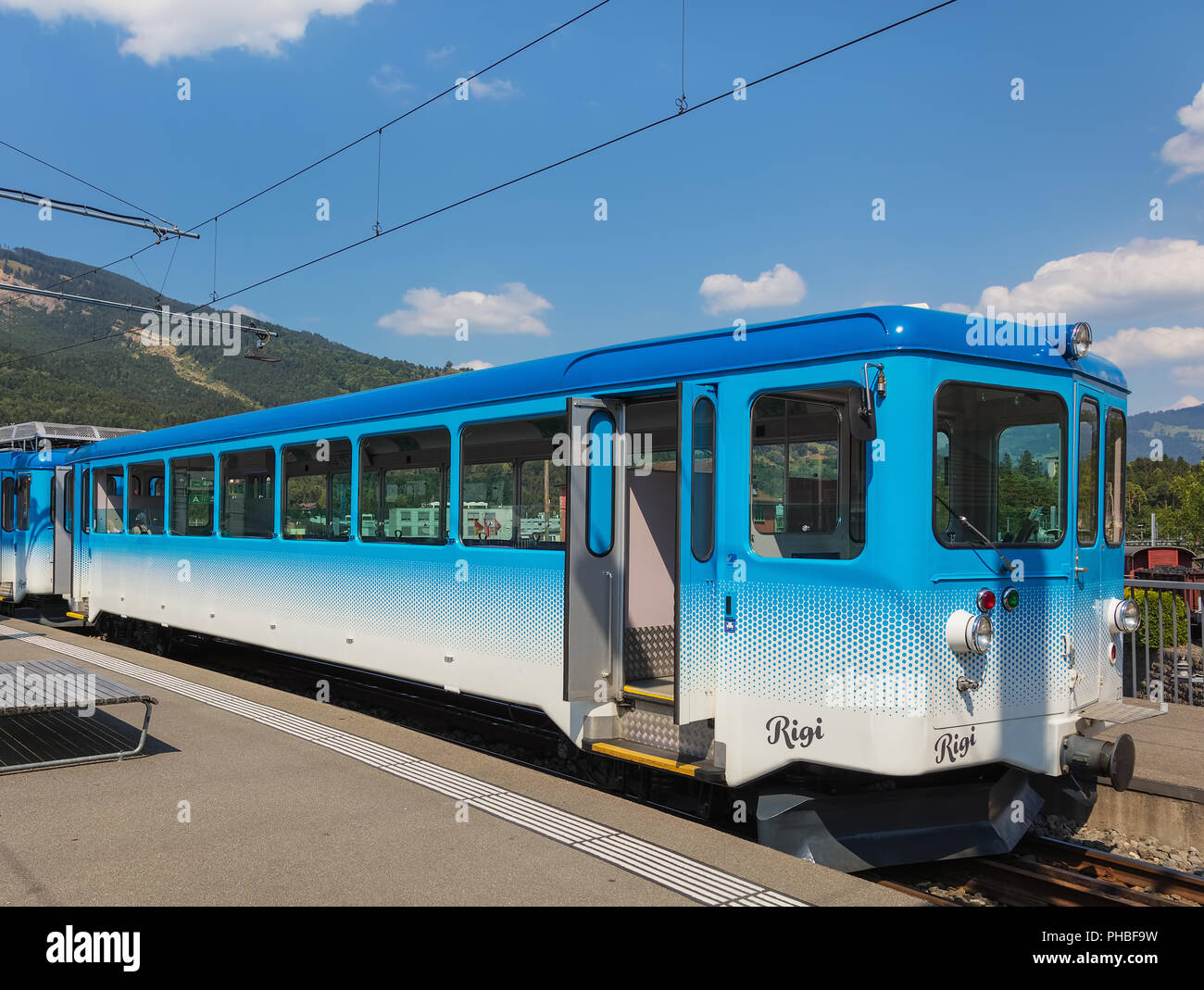 Arth-Goldau, Switzerland - July 19, 2018: a train at a platform of the ...