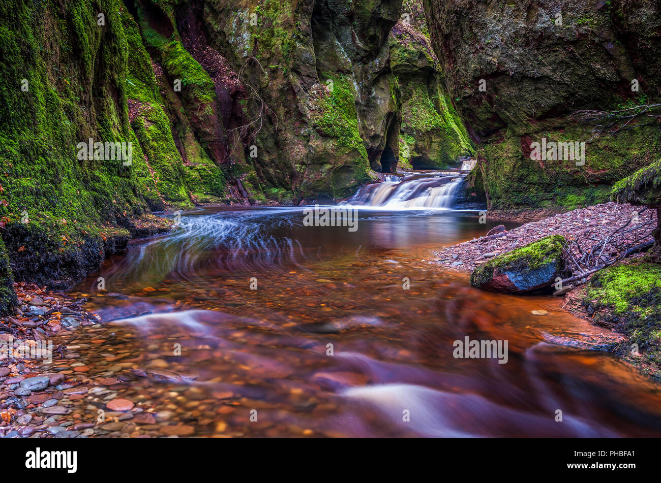 The gorge at Finnich Glen (Devils Pulpit) near Killearn, Stirlingshire ...