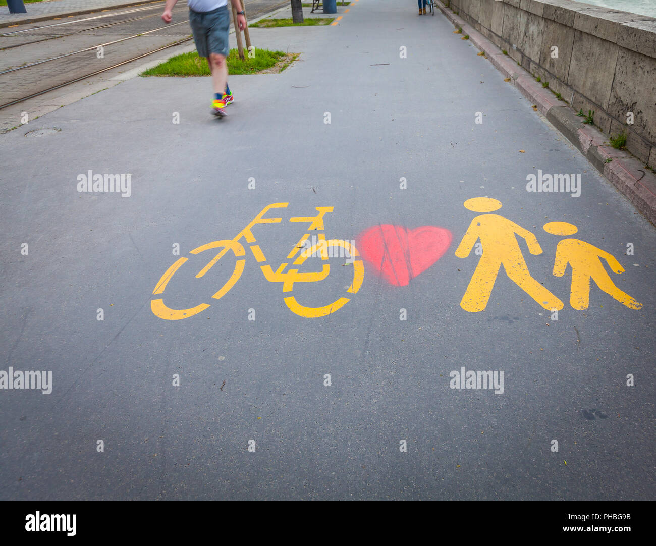 Bicycle signs painted on asphalt Stock Photo - Alamy