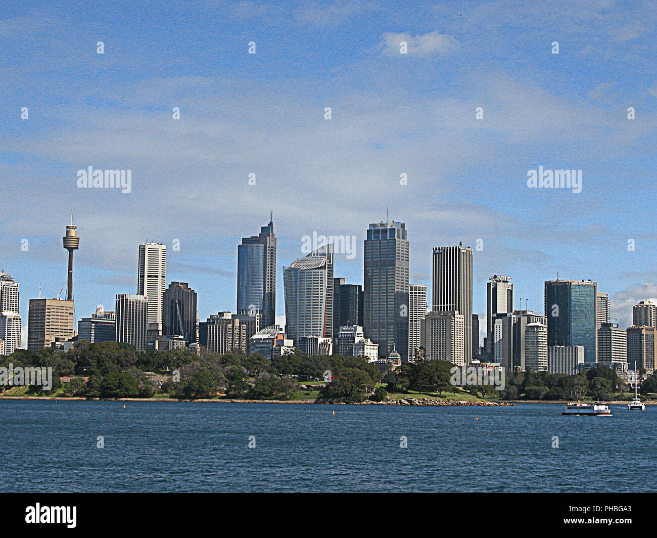 Central business district, Sydney Tower and the Royal Botanic Gardens ...