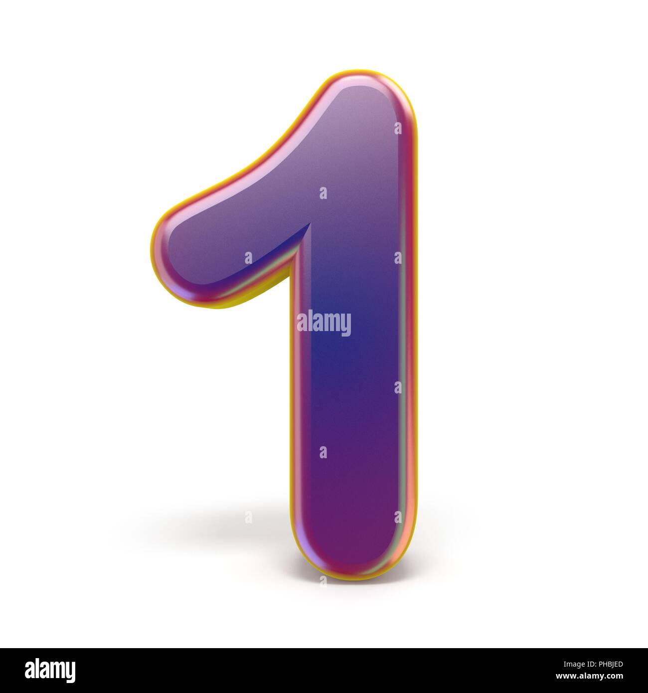 Number ONE 1 purple font yellow outlined 3D rendering illustration ...