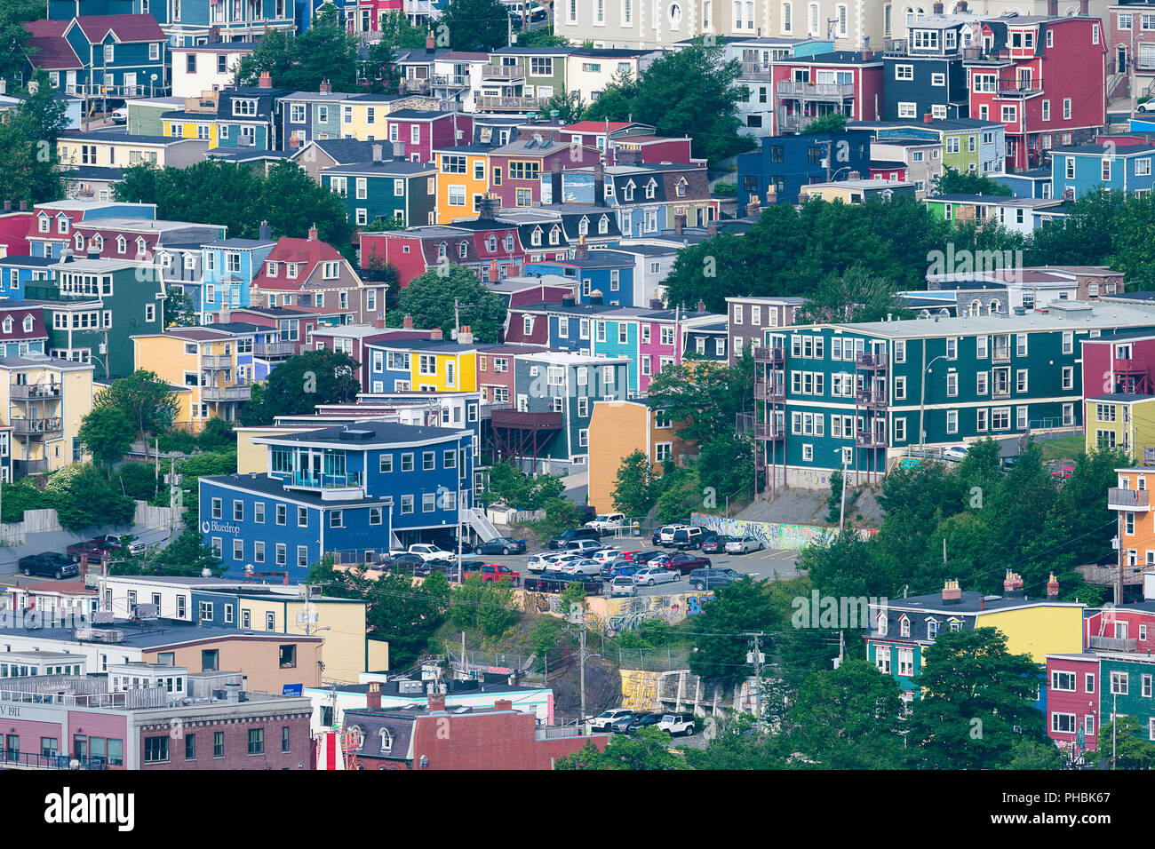Historic and colorful downtown St. John's, Newfoundland from Signal ...