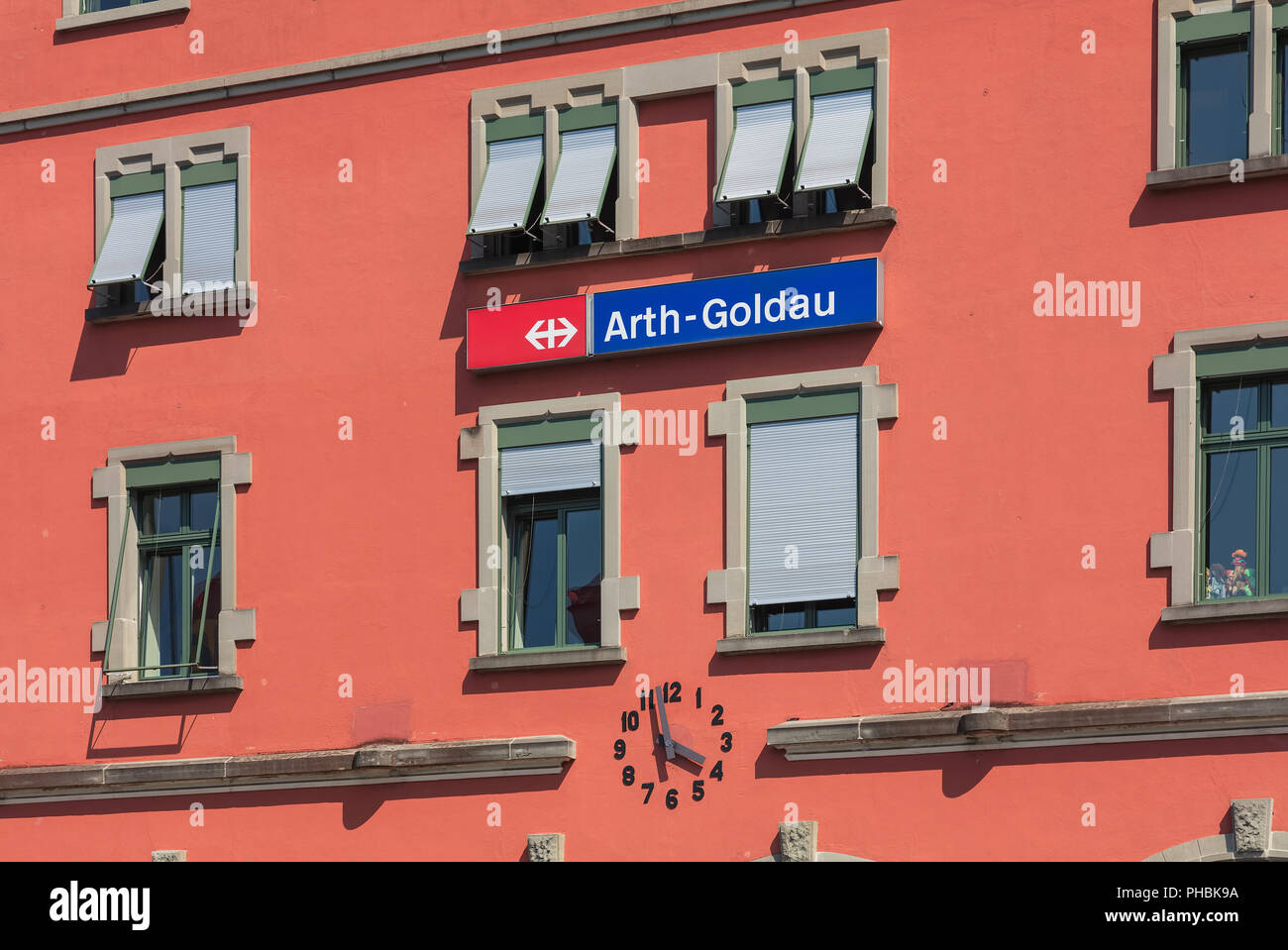 Arth, Switzerland - July 19, 2018: facade of the building of the Arth ...