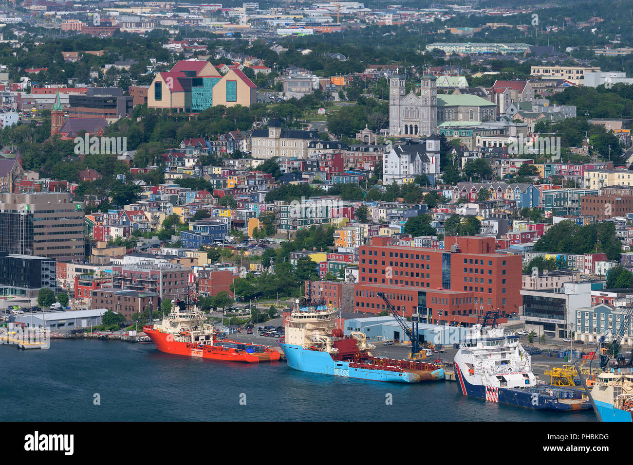 Historic and colorful owntown St. John's and St. John's Harbour from ...