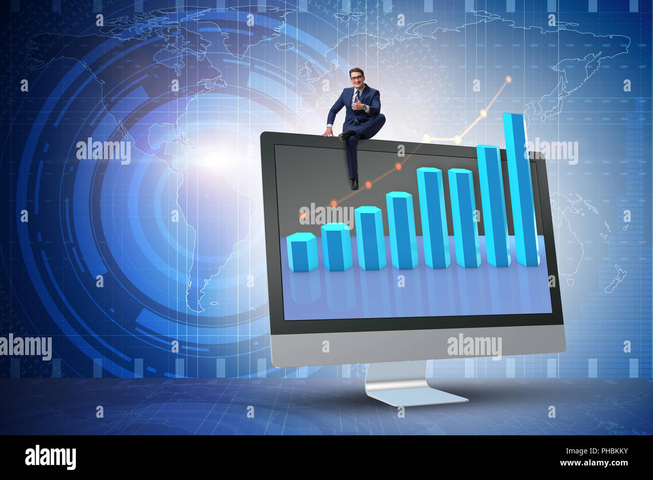 Businessman in economic forecasting concept with charts Stock Photo - Alamy