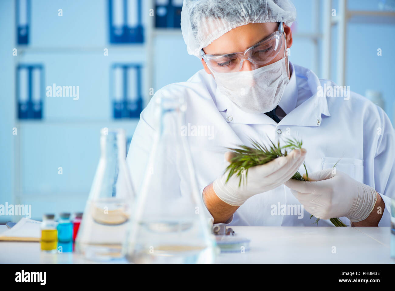 Biotechnology concept with scientist in lab Stock Photo - Alamy