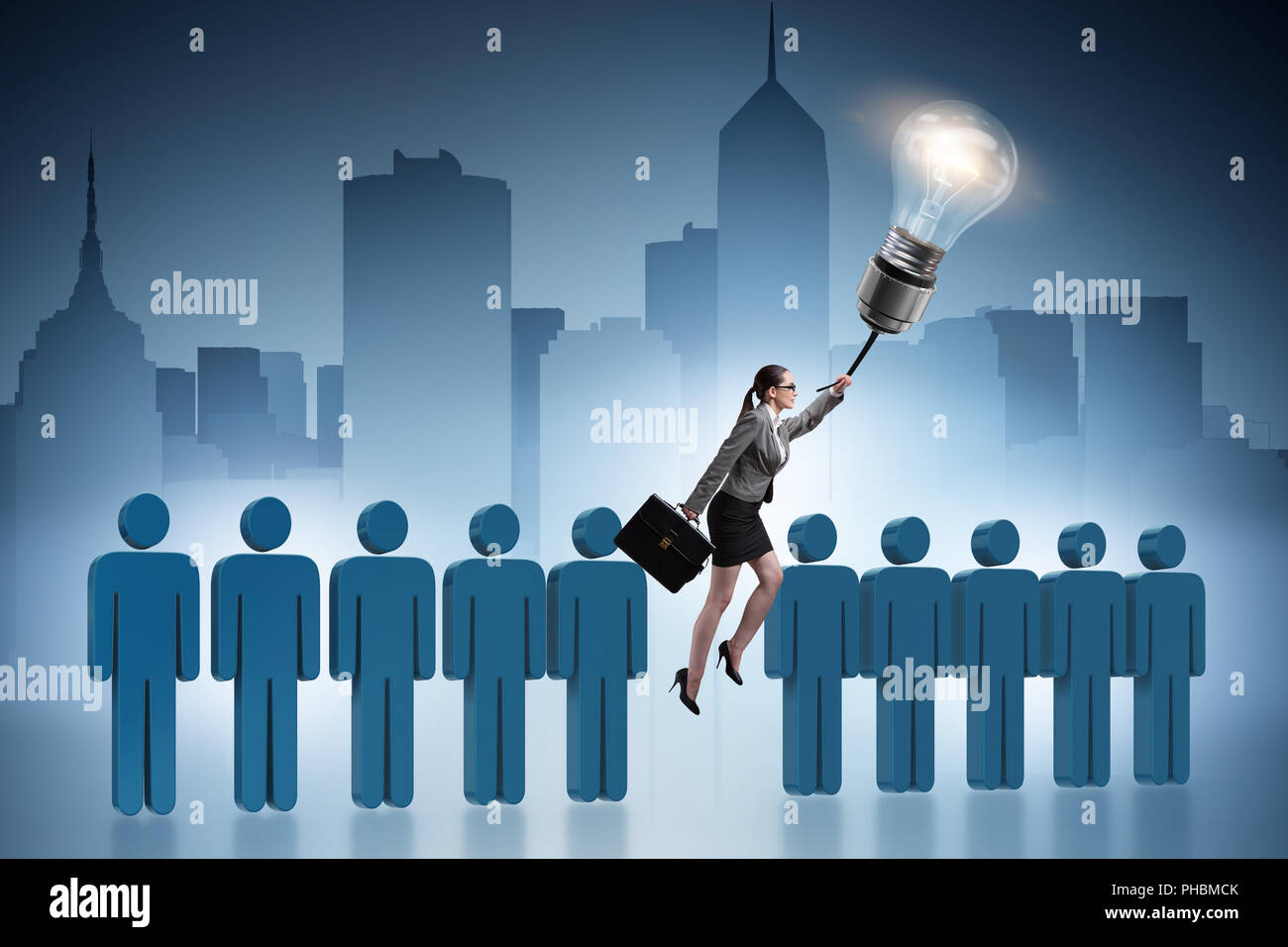 Businesswoman in career promotion concept Stock Photo - Alamy
