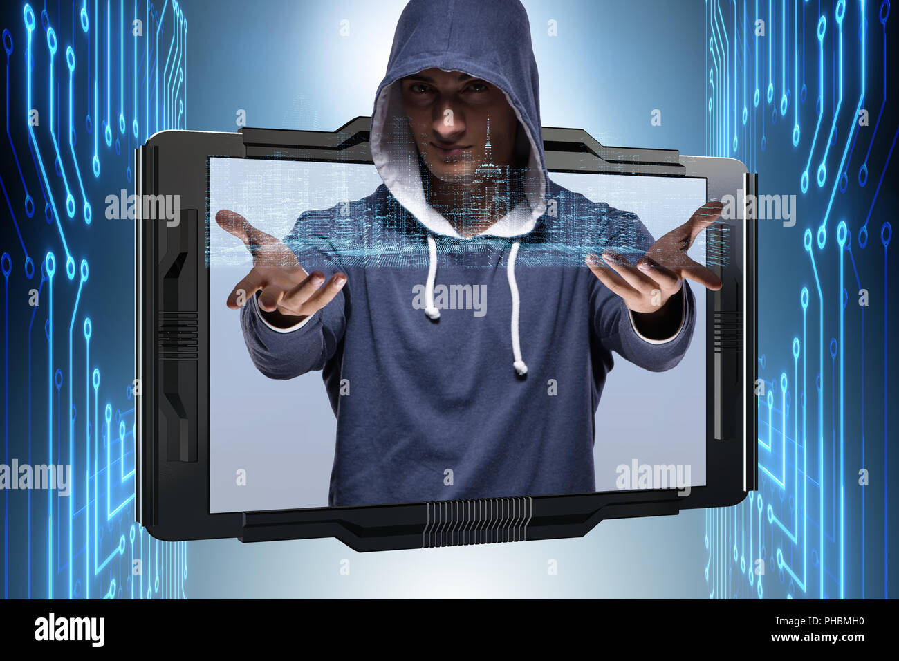 Young hacker in cyber security concept Stock Photo - Alamy