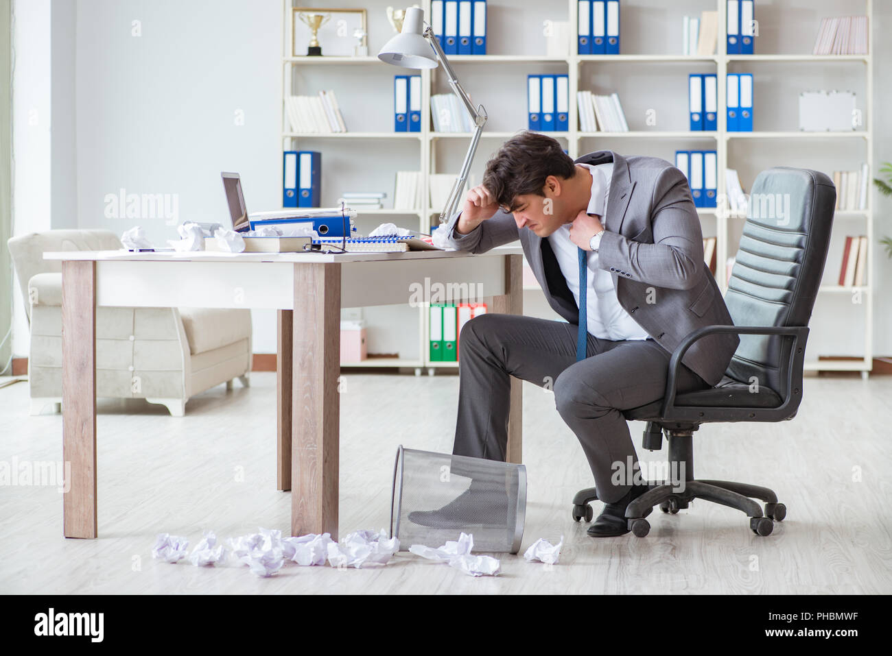 Angry businessman shocked working in the office fired sacked Stock ...