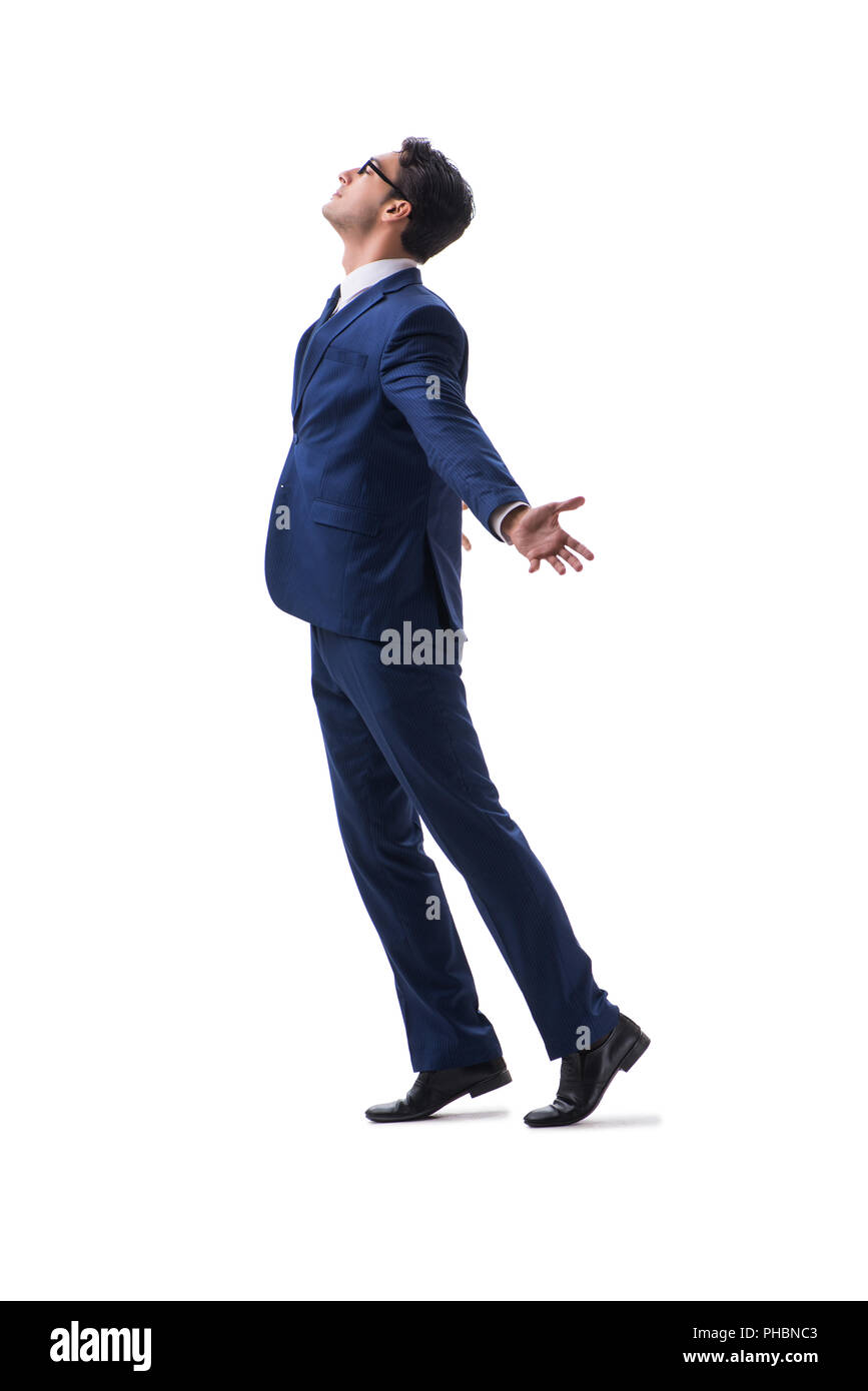 Businessman walking standing side view isolated on white backgro Stock ...