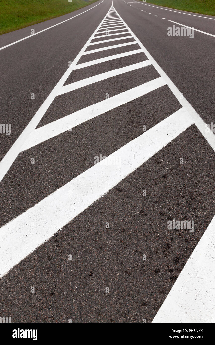 road markings for pedestrian safety, closeup on asphalt road Stock ...