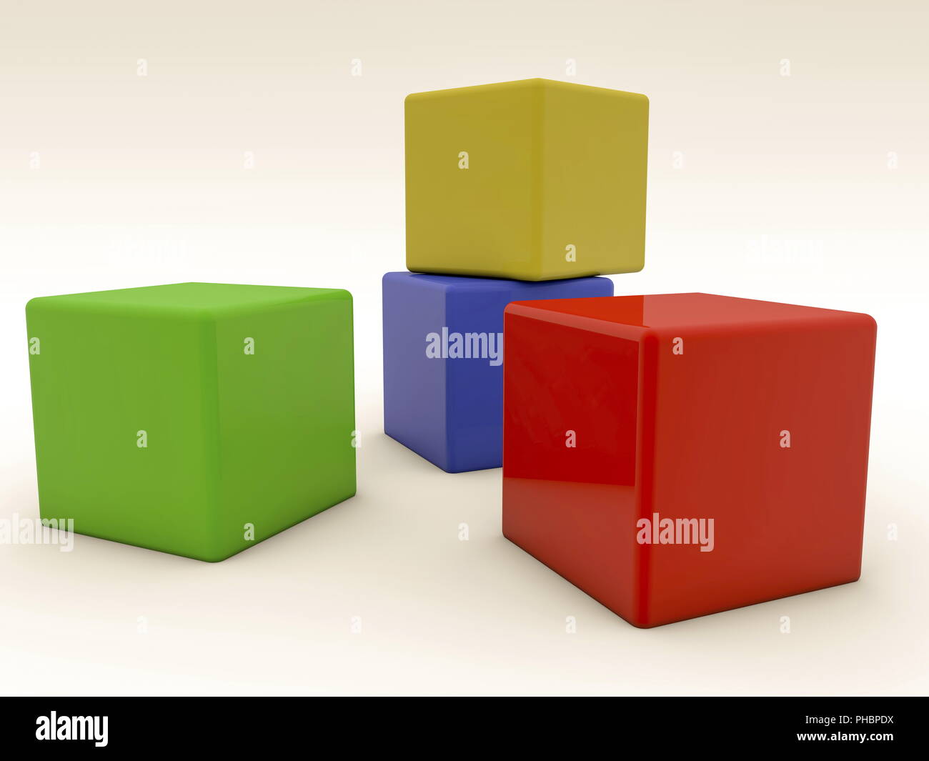 Four toy cubes Stock Photo - Alamy