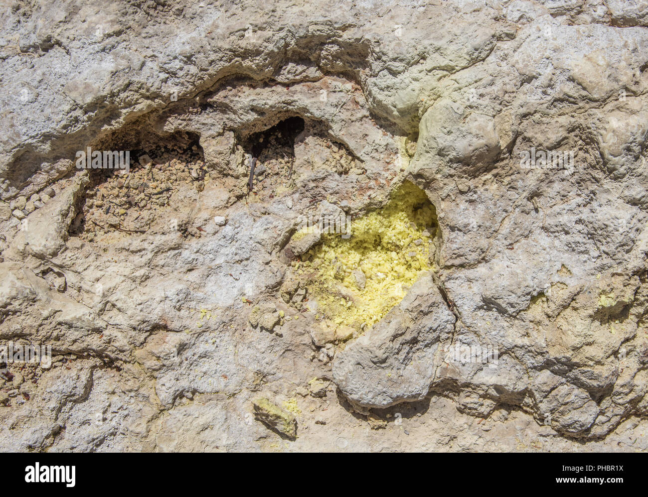 Closeup of the natural sulphur formation at Wai-o-Tapu geothermal area ...