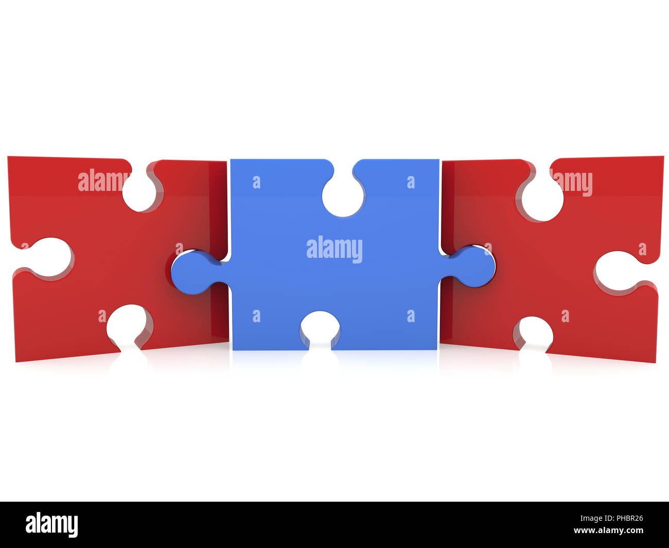 Three pieces of puzzle on white Stock Photo - Alamy