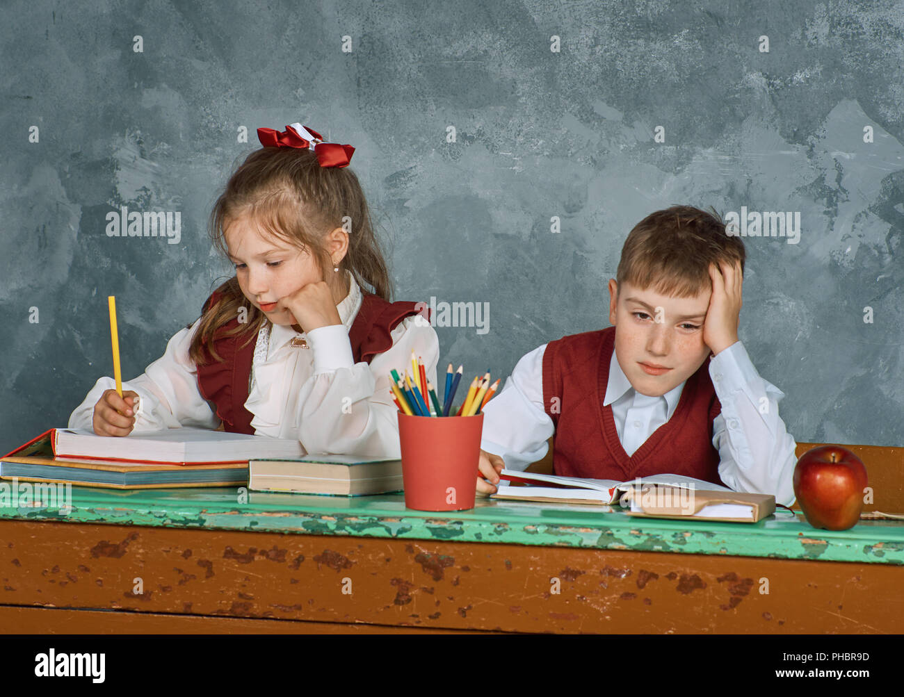 Elementary emotional school kids Stock Photo - Alamy