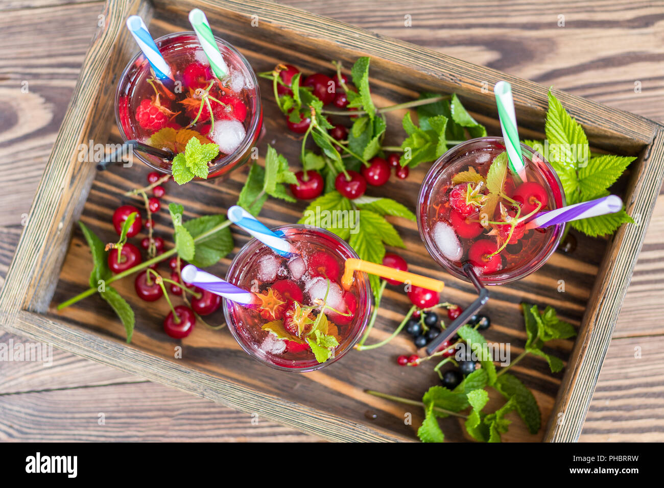 Refreshing drinks flavored with fresh fruit Stock Photo - Alamy