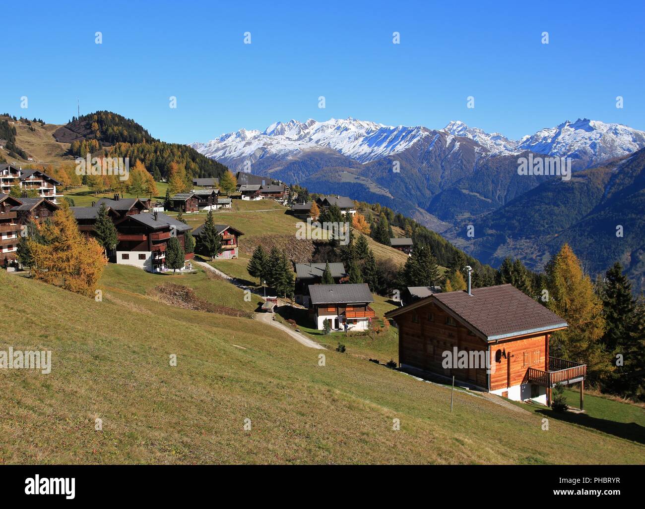 View from Riederalp, Swiss Alps. Autumn scene Stock Photo - Alamy
