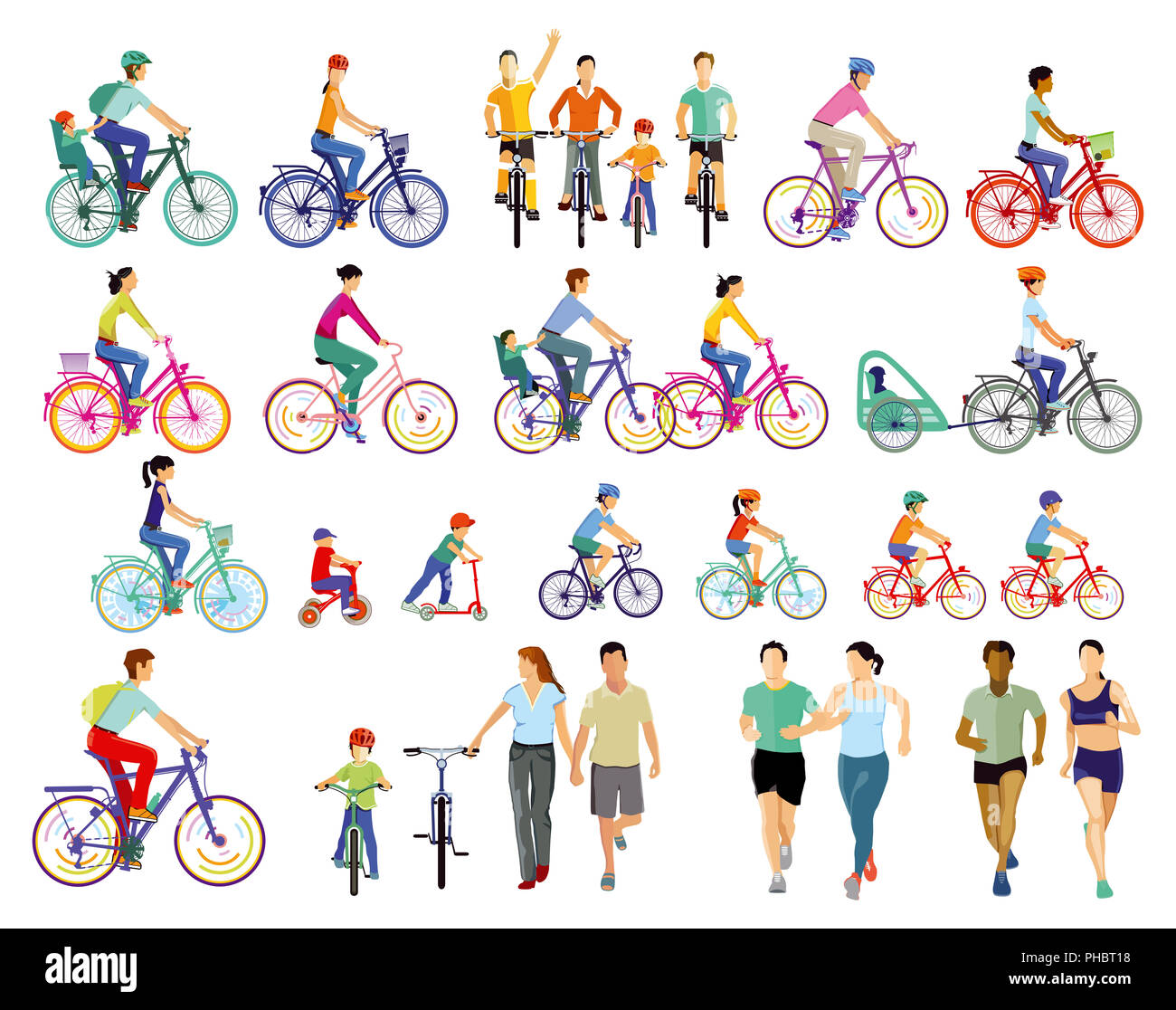 Group of cyclists illustration Stock Photo - Alamy