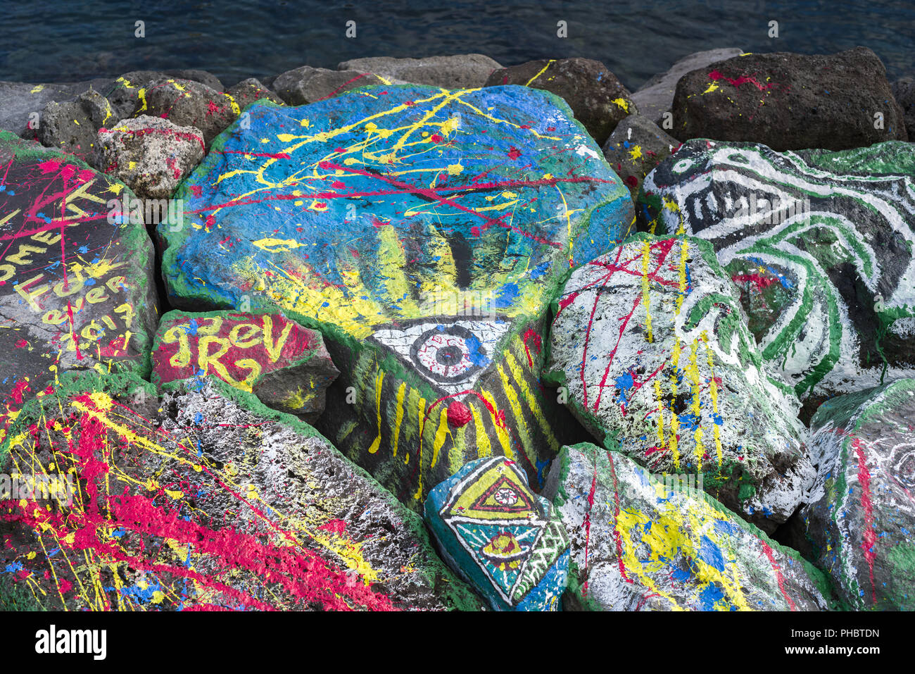 colorful painted harbor stones Stock Photo - Alamy