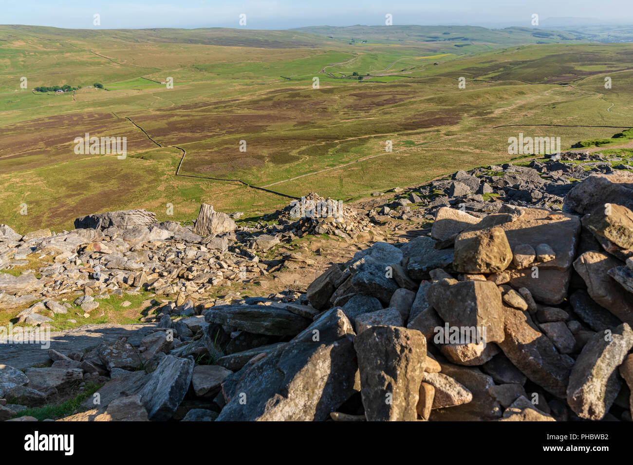 View over the Yorkshire Dales landscape from the Pennine Way at the Pen ...